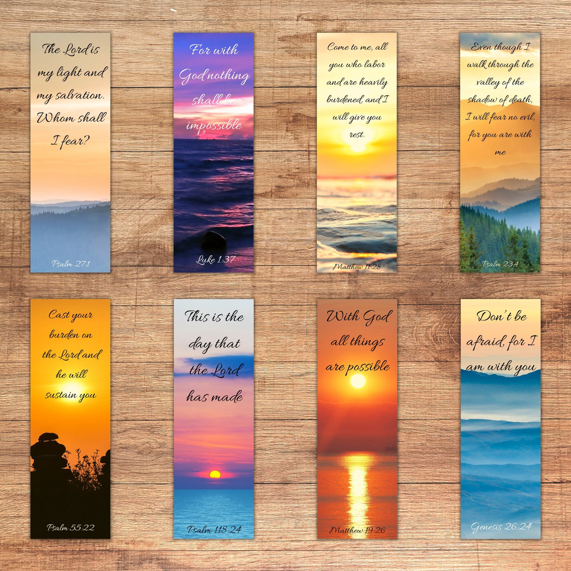 Set of 8 Bible Verse Bookmarks, Printable Bible Verse Bookmarks ...