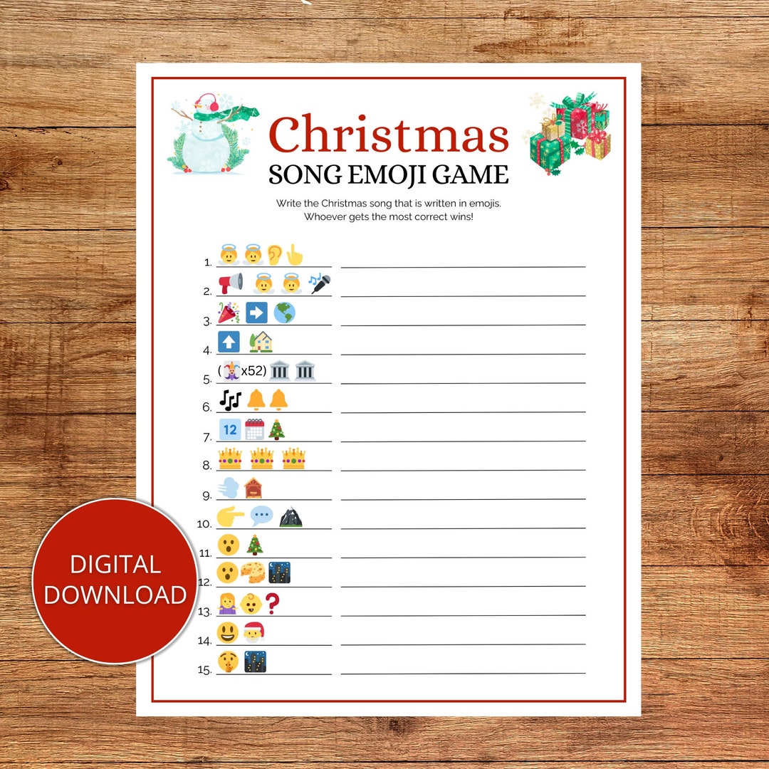 Christmas Song Emoji Game, Christmas Party Game, Christmas Printable ...