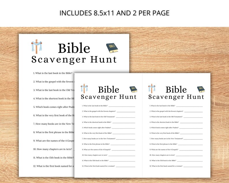 Bible Scavenger Hunt, Bible Trivia, Sunday School Game, Church ...