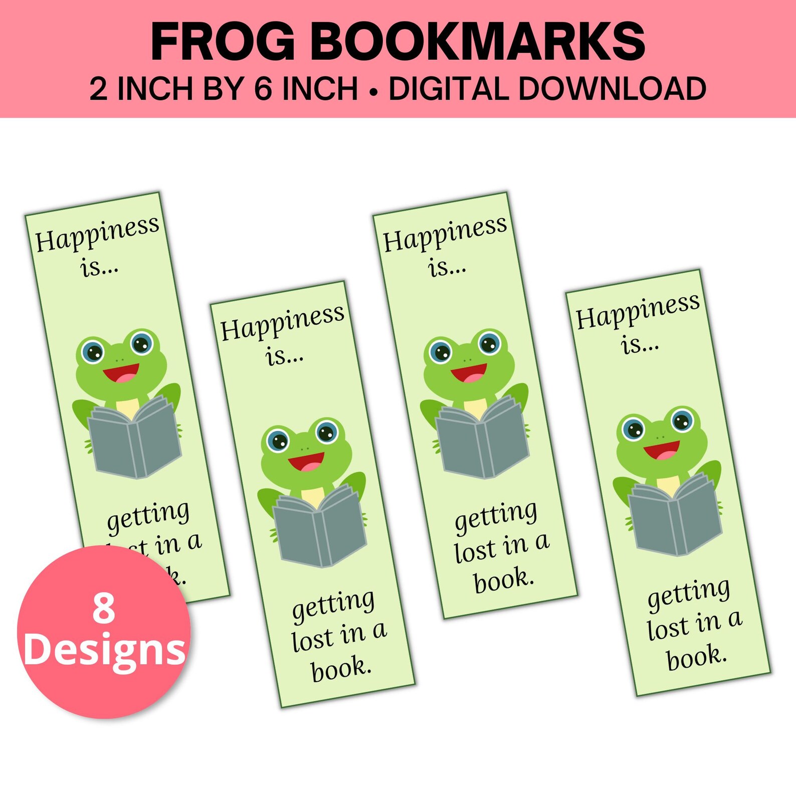 Set of 8 Frog Bookmarks, Digital Bookmarks to Download - Etsy
