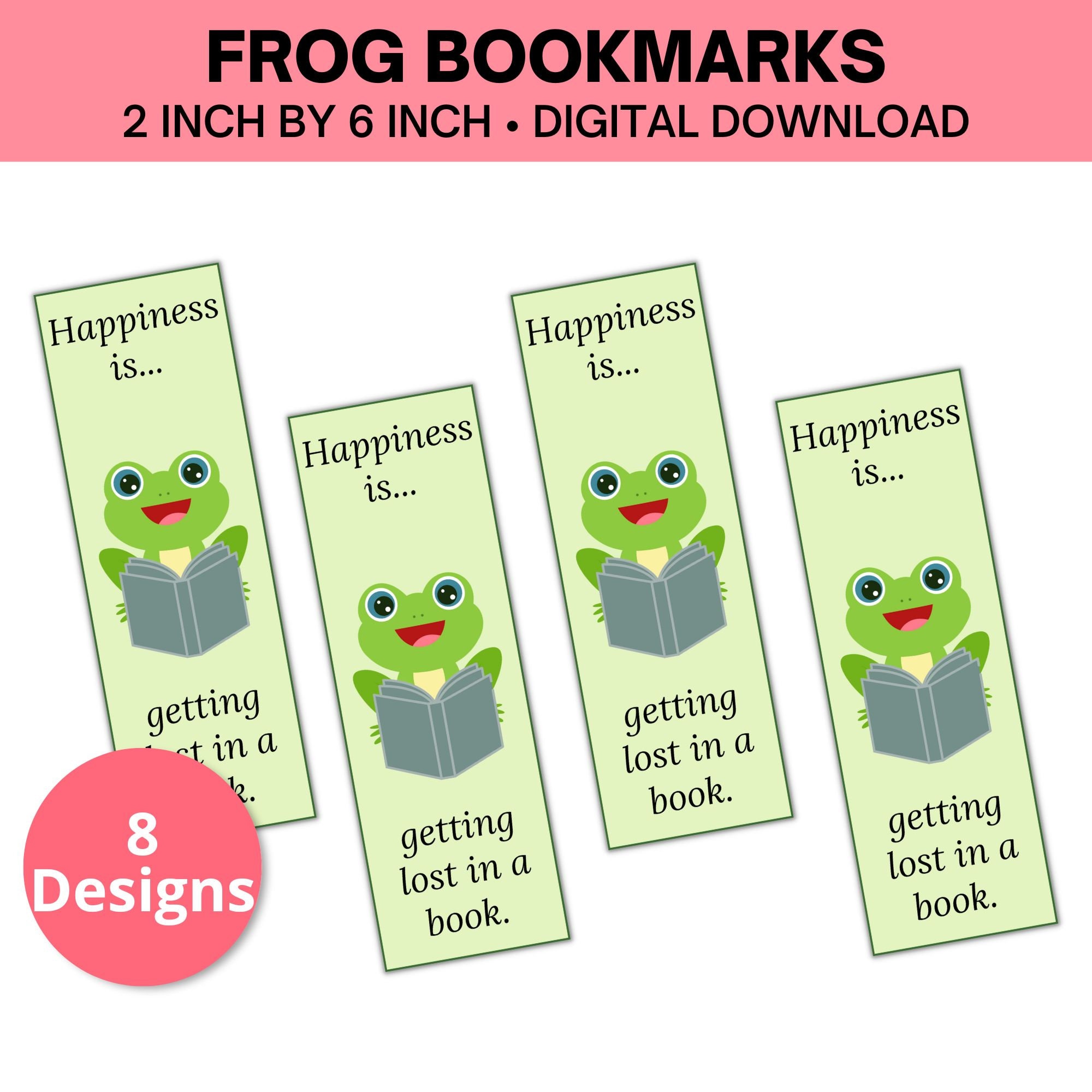 Set of 8 Frog Bookmarks, Digital Bookmarks to Download - Etsy