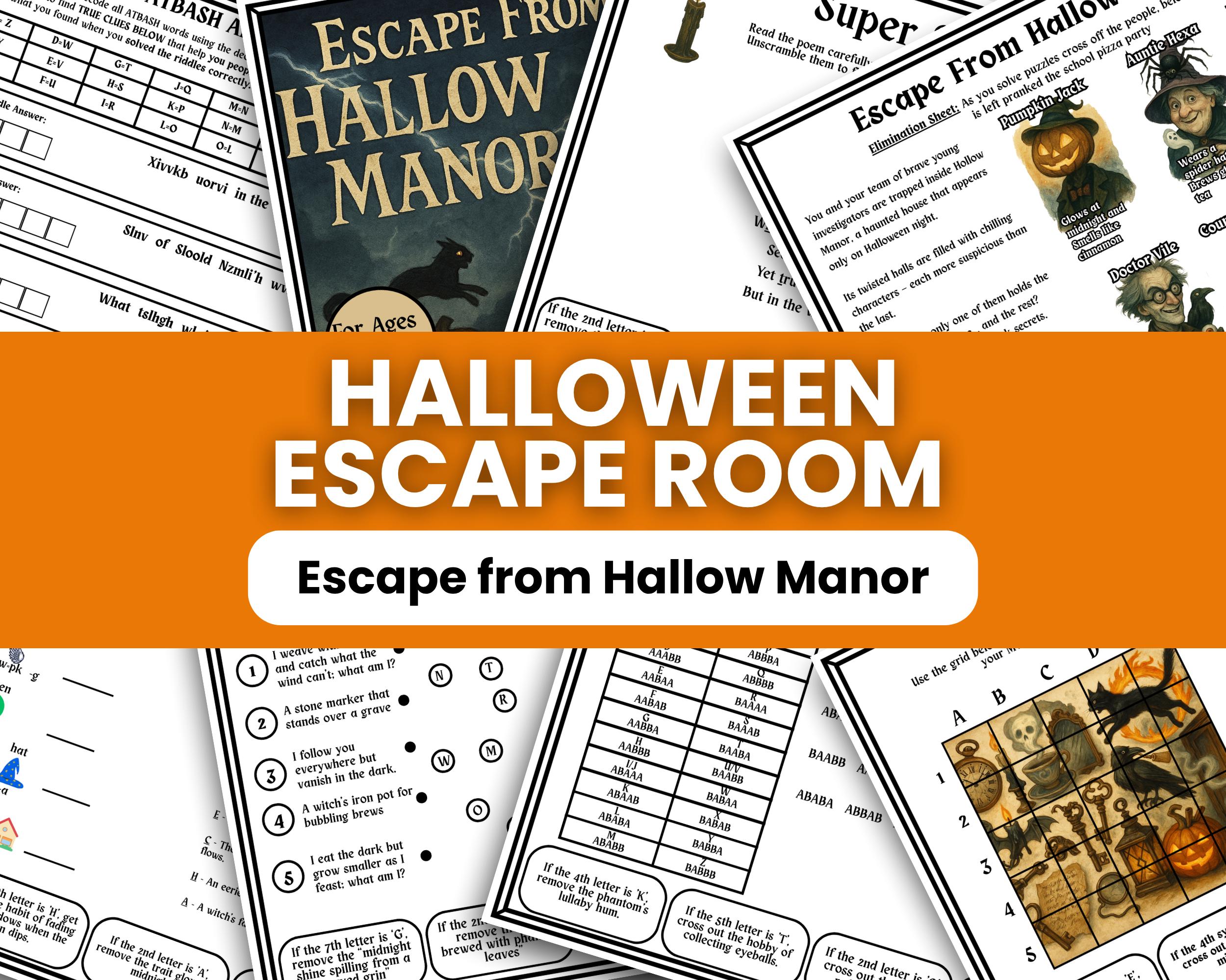 Halloween Escape Room for Teens, Teen Party Game Printable, Printable ...