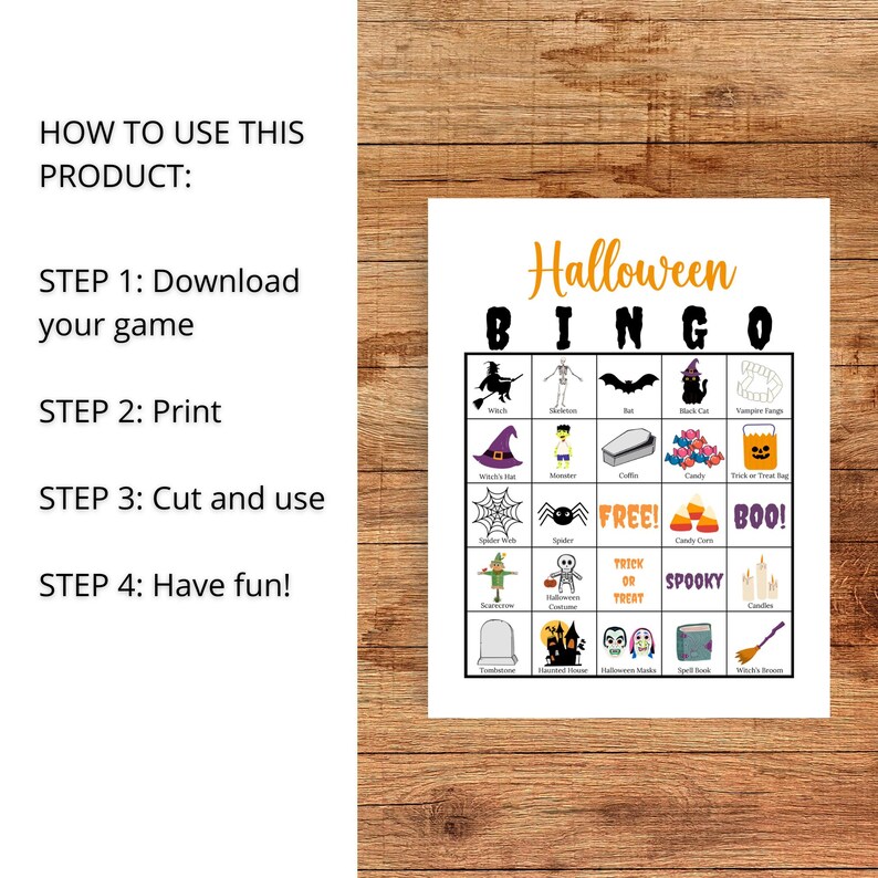 Halloween Bingo, Printable Halloween Bingo Game, 50 Halloween Bingo ...