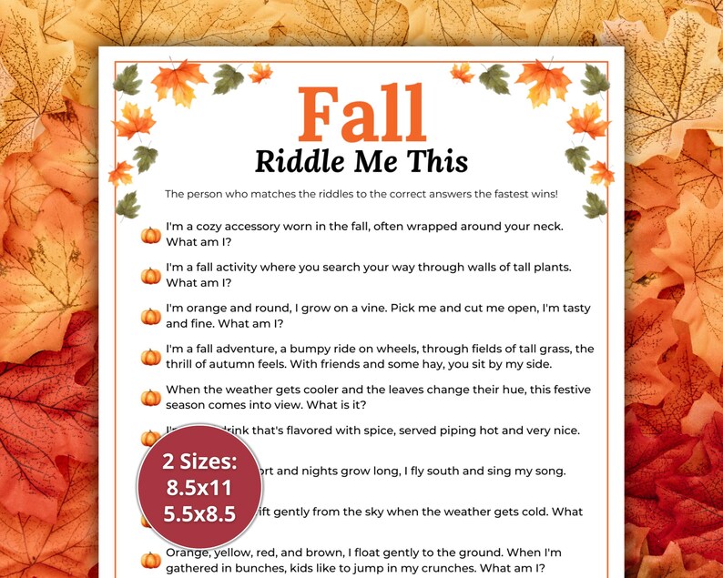 Fall Riddle Me This, Fall Party Game, Fall Group Game, Fall Riddles ...