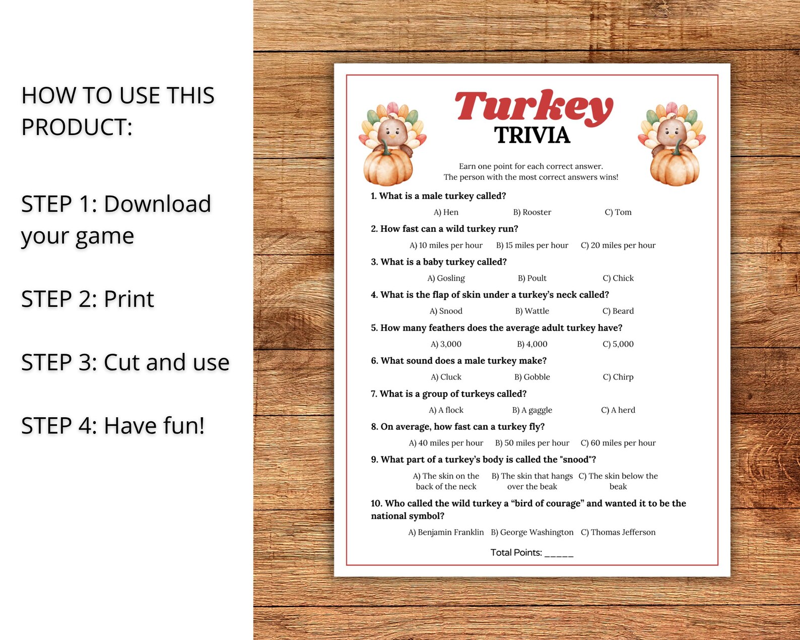 Turkey Trivia Game, Thanksgiving Games for Family, Fun Thanksgiving ...