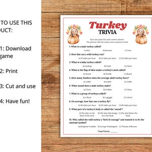 Turkey Trivia Game, Thanksgiving Games for Family, Fun Thanksgiving ...