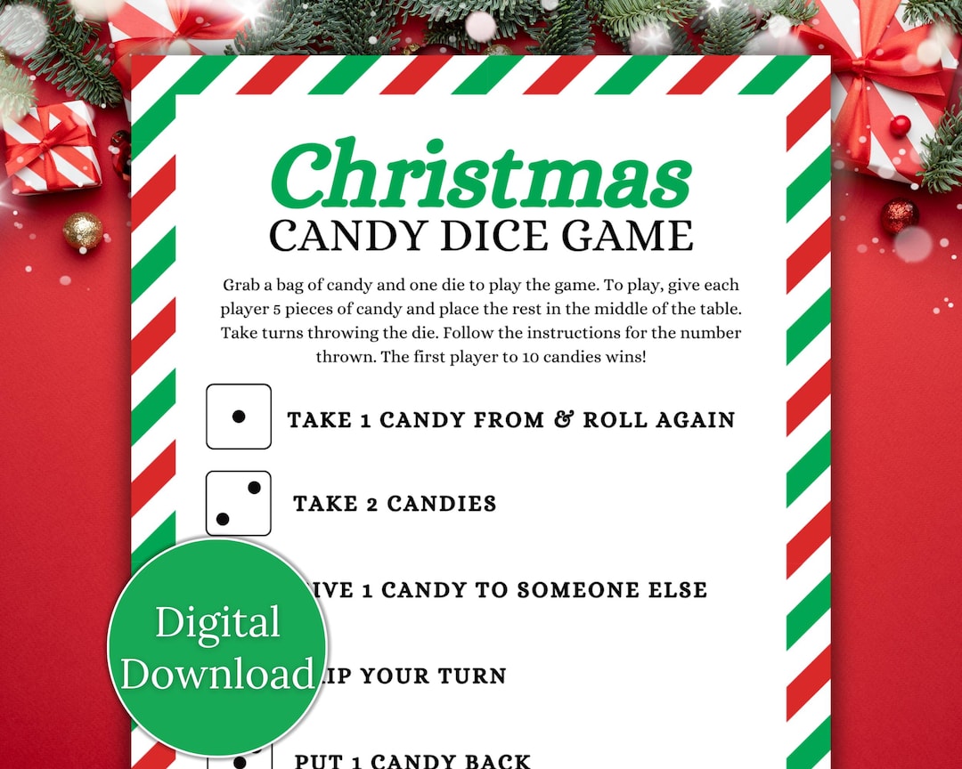 Christmas Candy Dice Game, Christmas Party Game, Christmas Printable ...