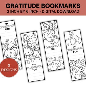 Set of 8 Gratitude Bookmarks, Thanksgiving Bookmarks, Fall Bookmarks ...