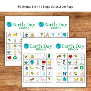 Earth Day Bingo, Printable Earth Day Bingo Game, 50 Earth Day Bingo ...