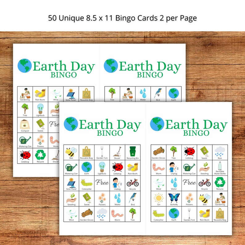 Earth Day Bingo, Printable Earth Day Bingo Game, 50 Earth Day Bingo ...