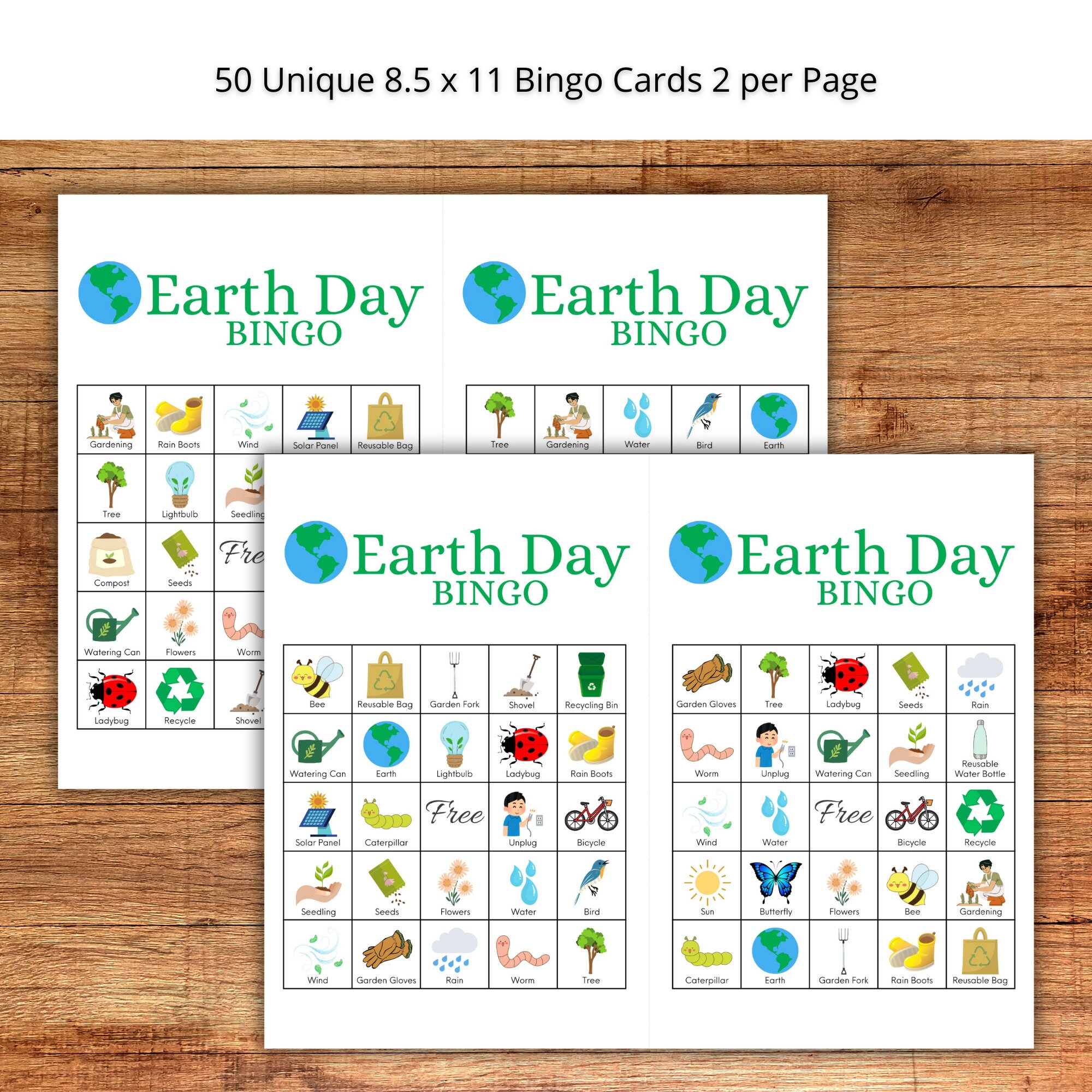 Earth Day Bingo, Printable Earth Day Bingo Game, 50 Earth Day Bingo ...