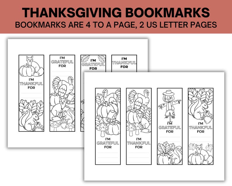 Set of 8 Gratitude Bookmarks, Thanksgiving Bookmarks, Fall Bookmarks ...