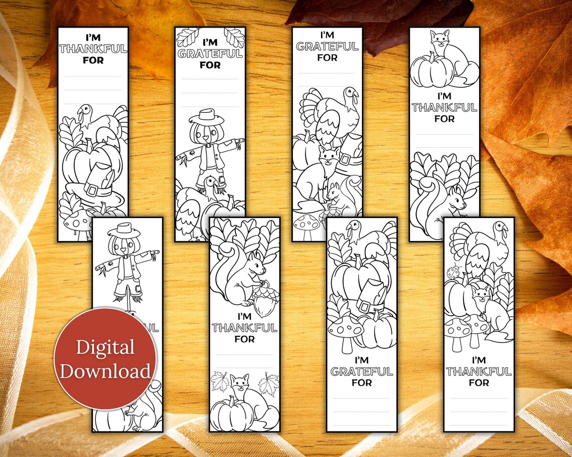 Set of 8 Gratitude Bookmarks, Thanksgiving Bookmarks, Fall Bookmarks ...