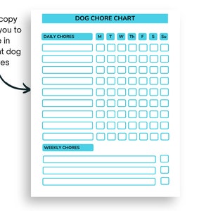 Dog Chore Chart Dog Care Tracker Puppy Care Checklist - Etsy