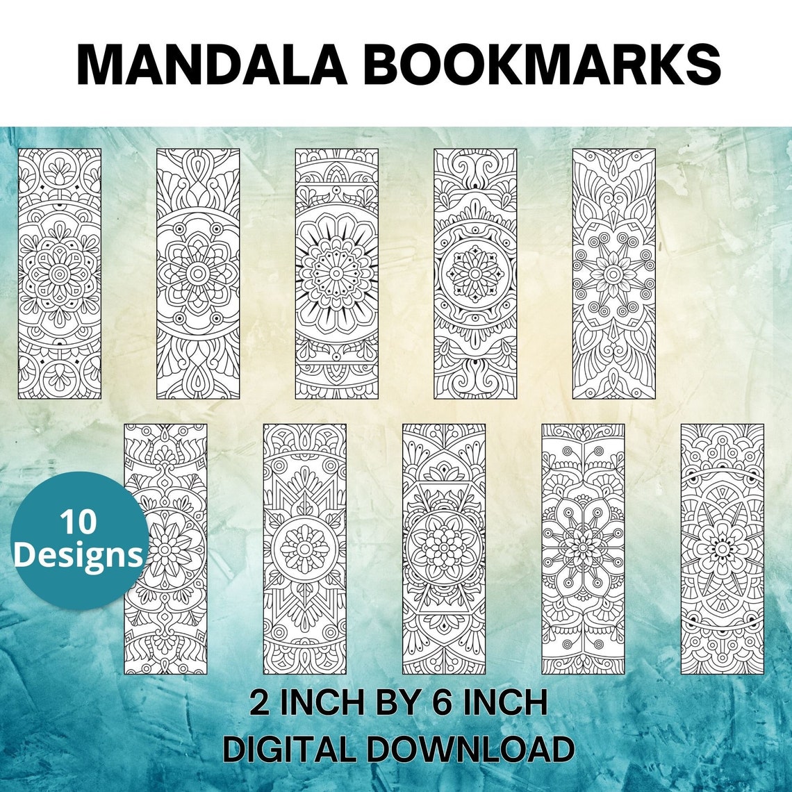 Set of 10 Mandala Bookmarks, Coloring Bookmarks, Digital Bookmarks to ...