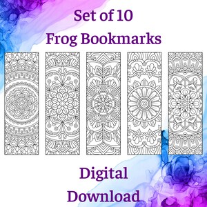 Set of 10 Mandala Bookmarks Coloring Bookmarks Digital | Etsy
