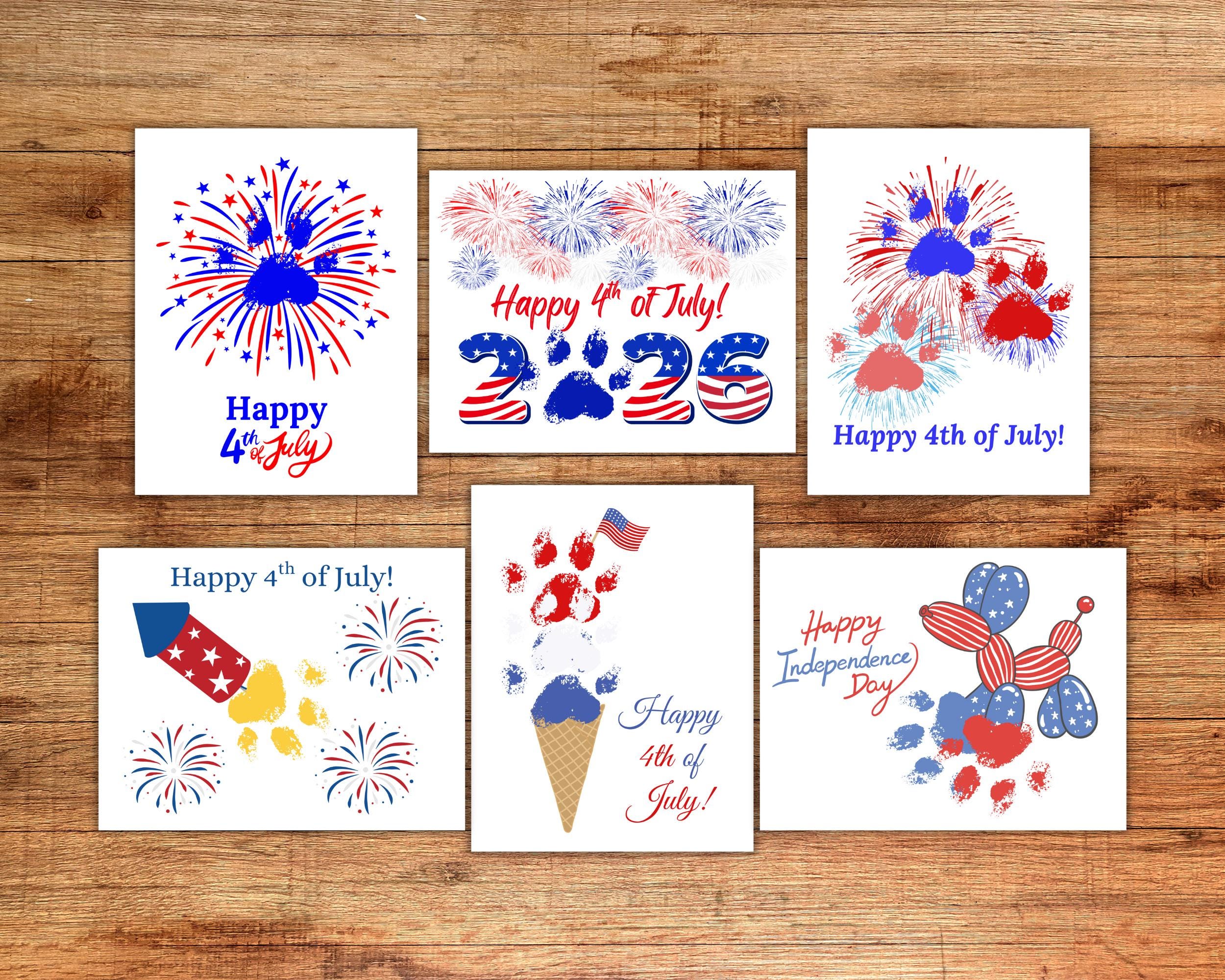 4th of July Pawprint Art, July 4th Pawprint Craft Bundle, Fourth of ...