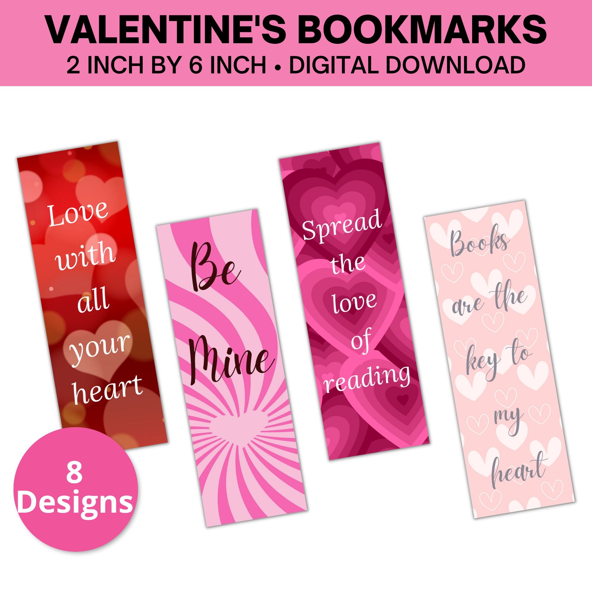 Set of 8 Valentine's Day Bookmarks - Etsy