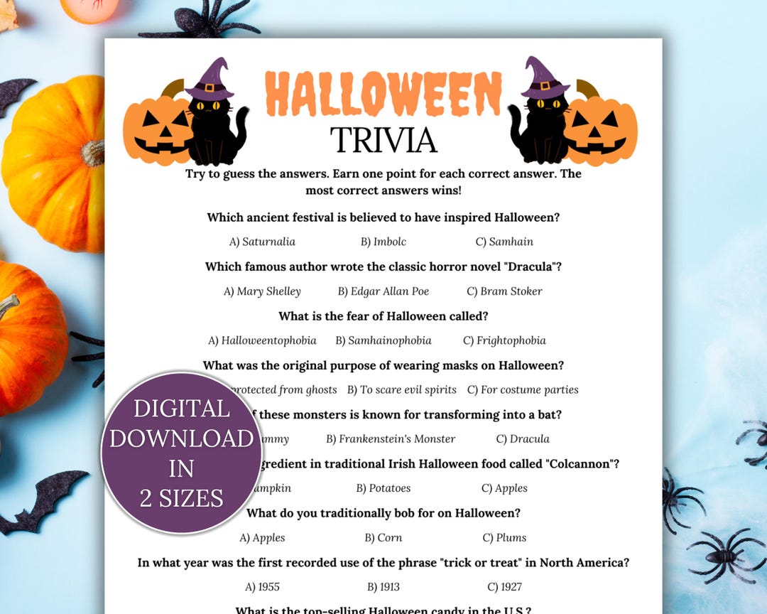 Halloween Trivia Game, Halloween Party Game, Halloween Group Game ...
