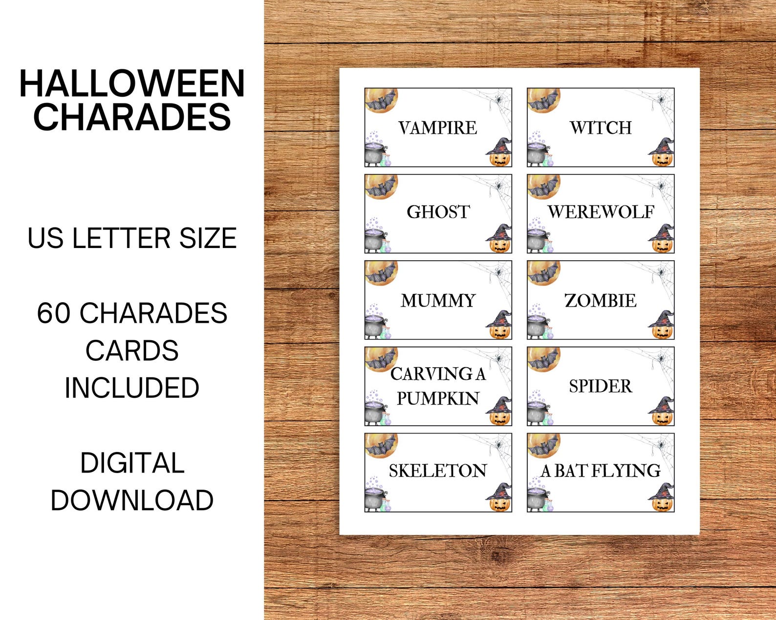 Halloween Charades, Halloween Party Game, Halloween Group Game ...