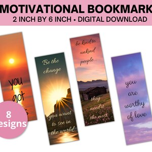 Motivational Bookmarks, Set of 8 Bookmarks With Motivational Sayings ...
