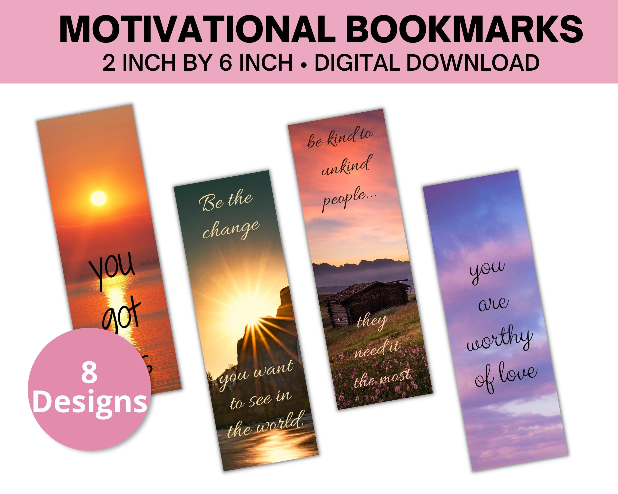 Motivational Bookmarks, Set of 8 Bookmarks With Motivational Sayings ...