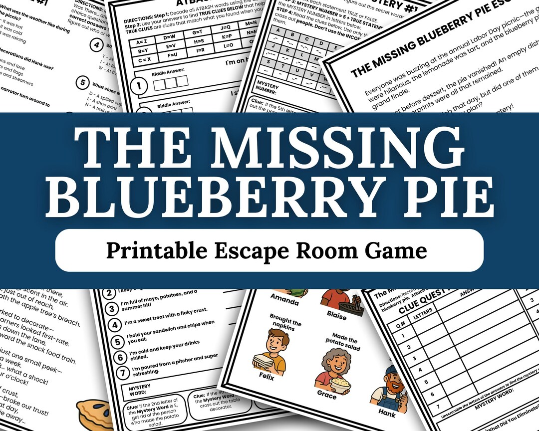 Labor Day Escape Room Game, No Prep Escape Room, Kids Printable Mystery ...