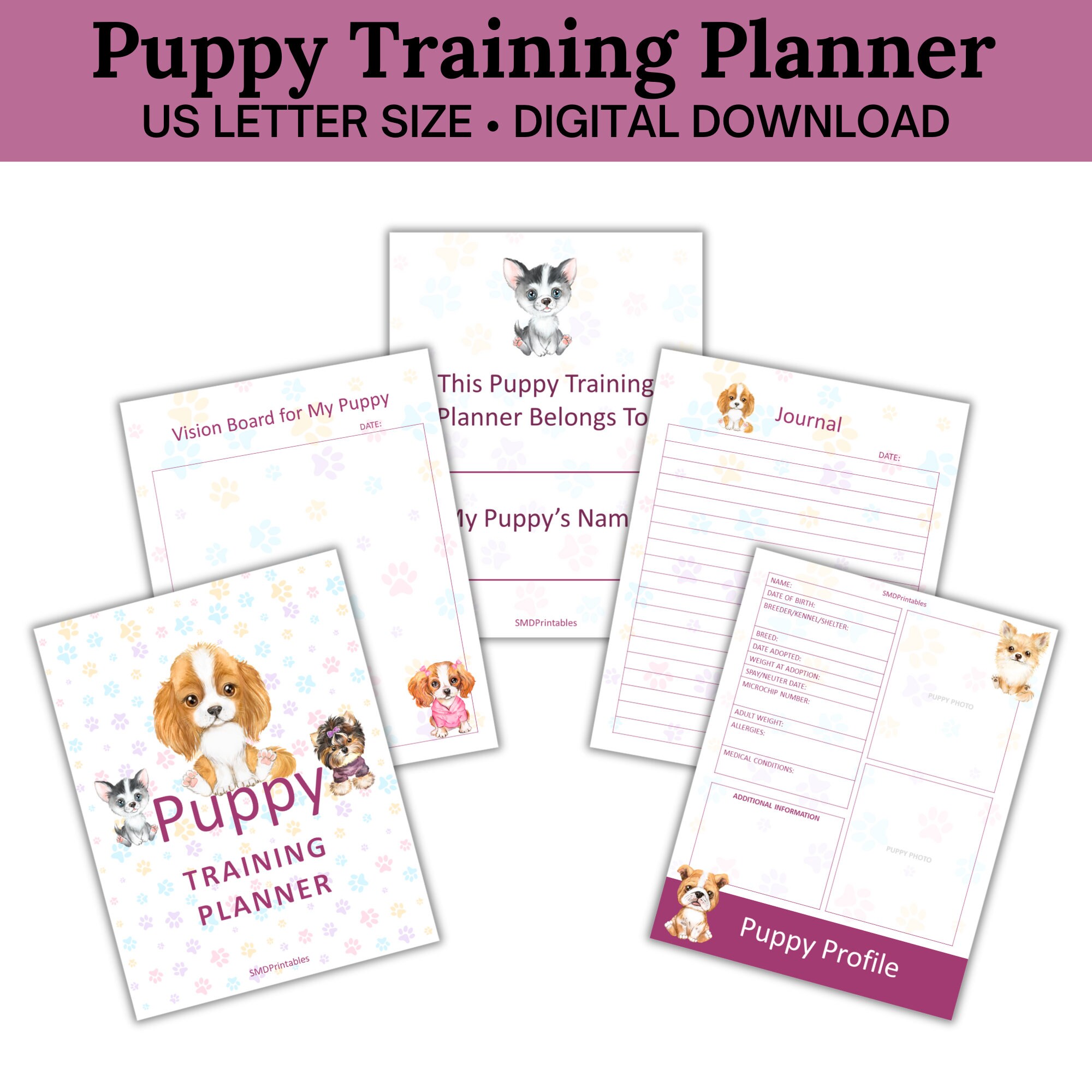 Puppy Training Planner, Dog Care Planner, Printable Puppy Planner - Etsy