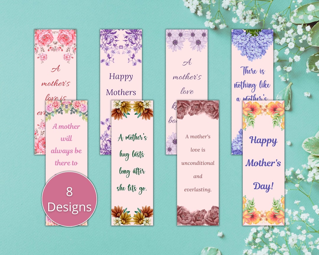 Set of 8 Mother's Day Bookmarks, Bookmarks for Mom, Mother's Day Gift ...