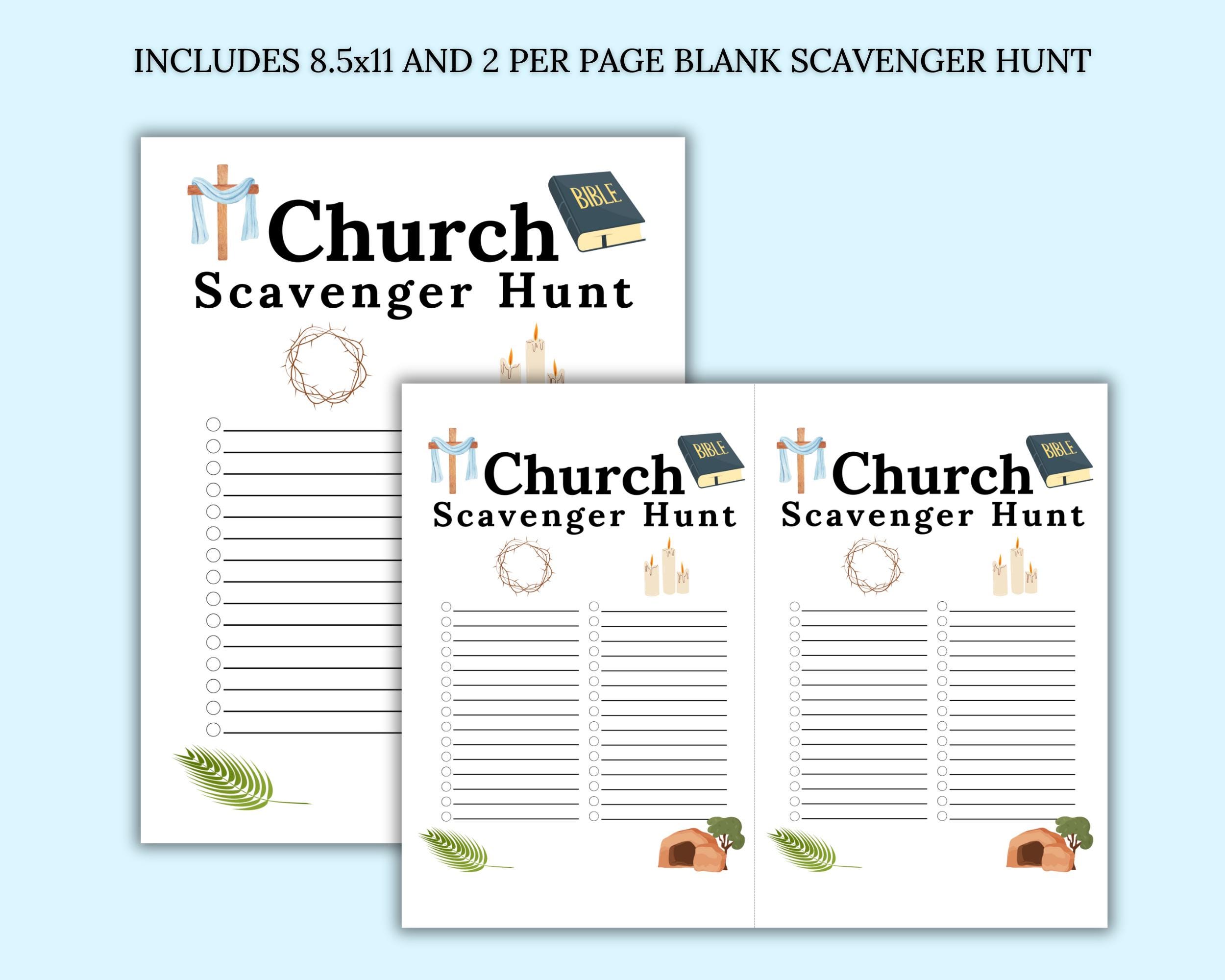 Church Scavenger Hunt for Kids, Church Treasure Hunt, Sunday School ...