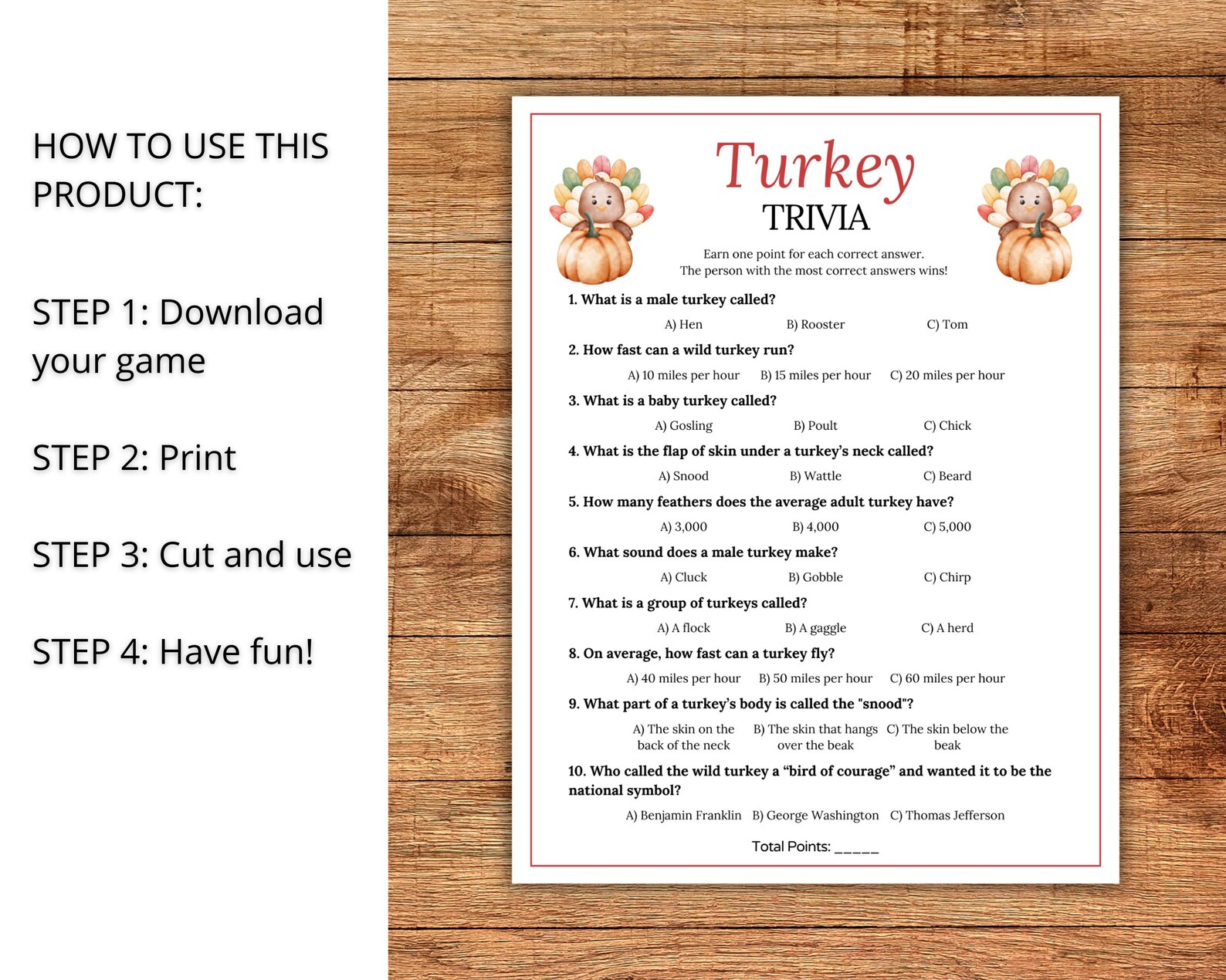 Thanksgiving Trivia Games, Turkey Trivia, Thanksgiving Games for Family ...