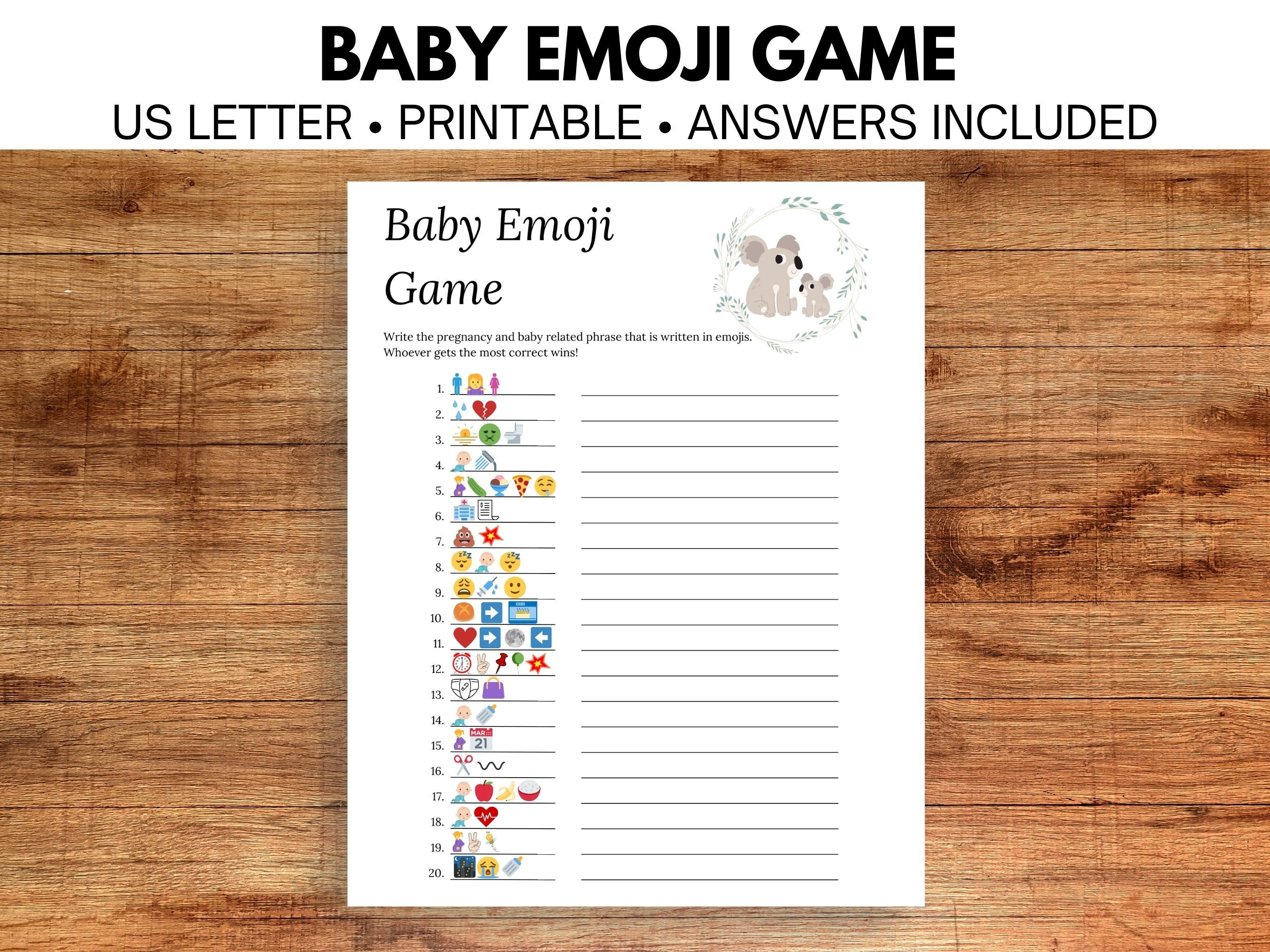 Baby Emoji Game Printable, Baby Shower Emoji Game - Etsy