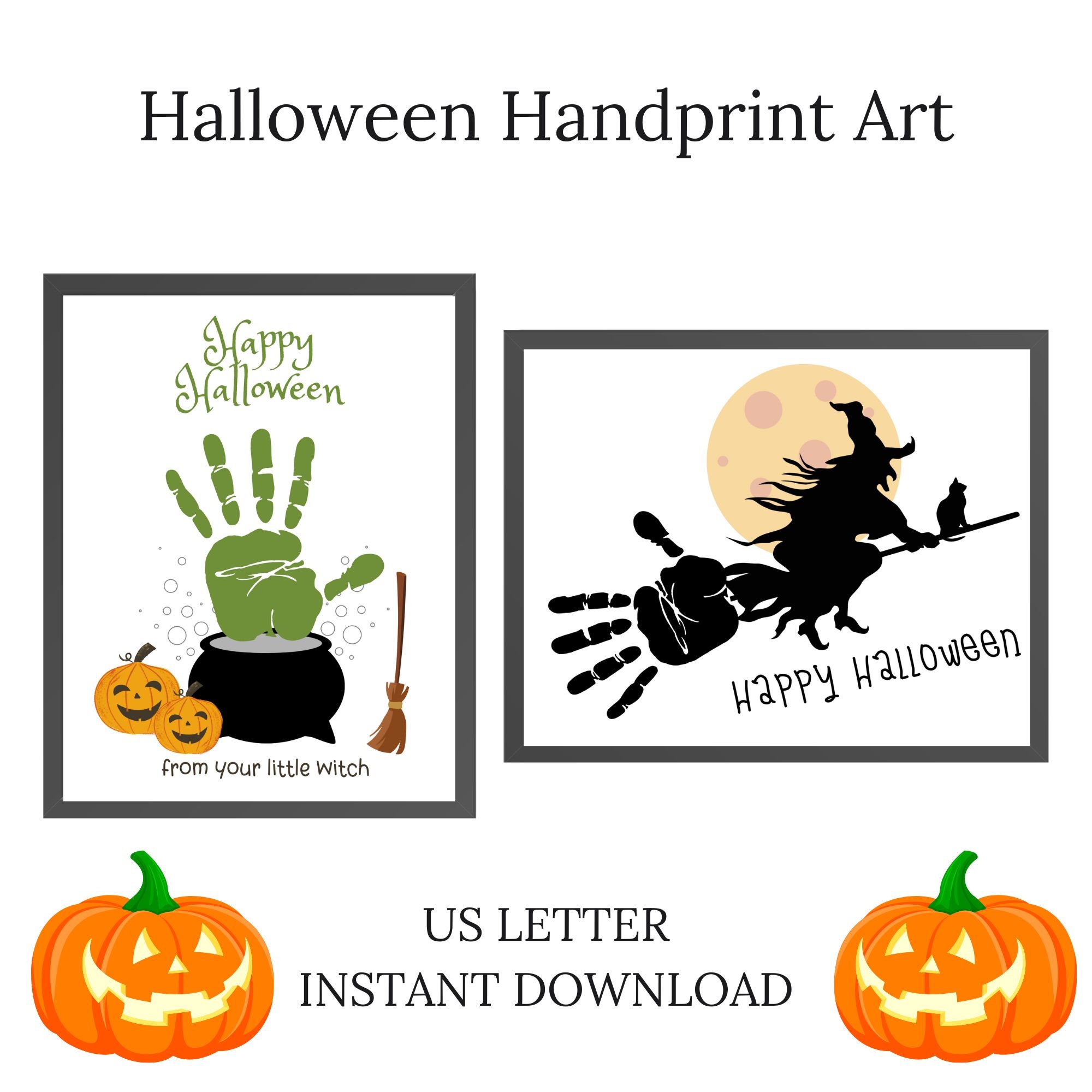 Halloween Handprint Art Halloween Handprint Craft Bundle - Etsy