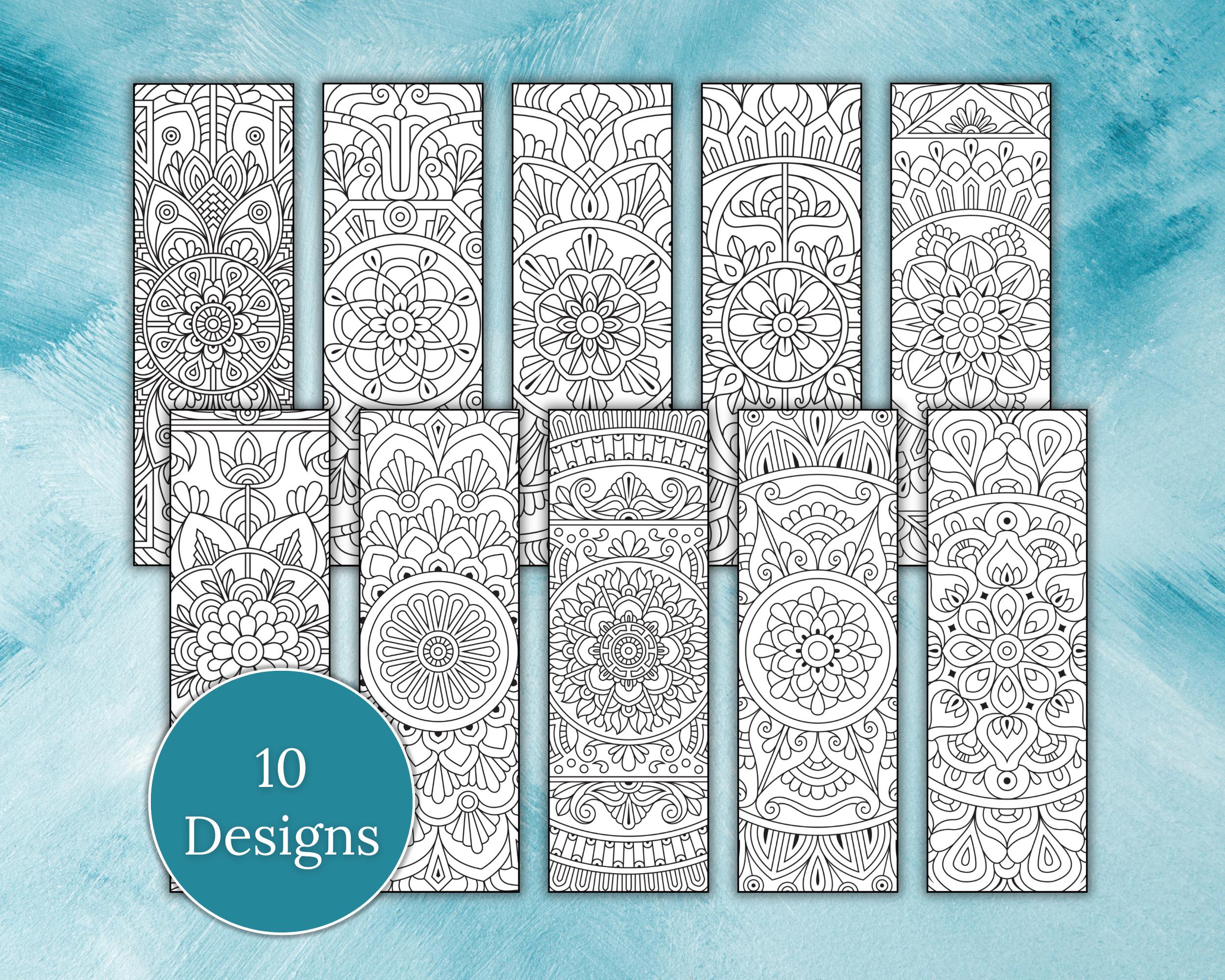 Set of 10 Mandala Bookmarks, Coloring Bookmarks, Digital Bookmarks to ...