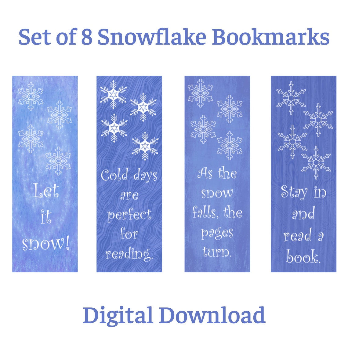 Set of 8 Snowflake Bookmarks Snowy Bookmarks Winter - Etsy