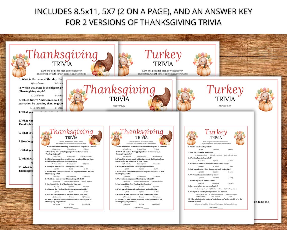 Thanksgiving Trivia Games, Turkey Trivia, Thanksgiving Games for Family ...