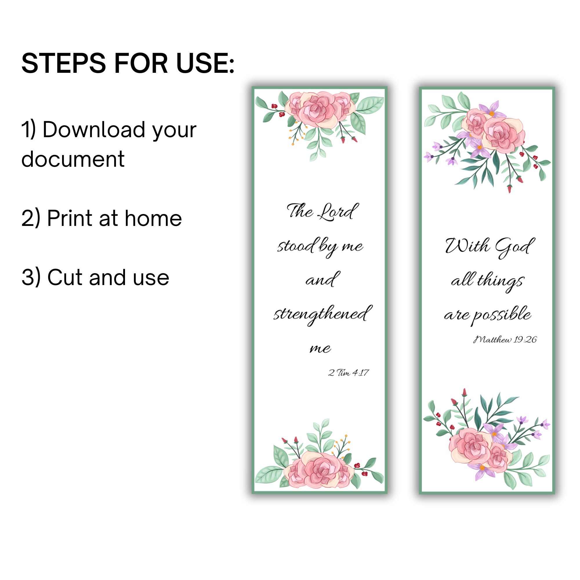 Bible Verse Bookmarks, Set of 8, Printable Bible Verse Bookmarks ...