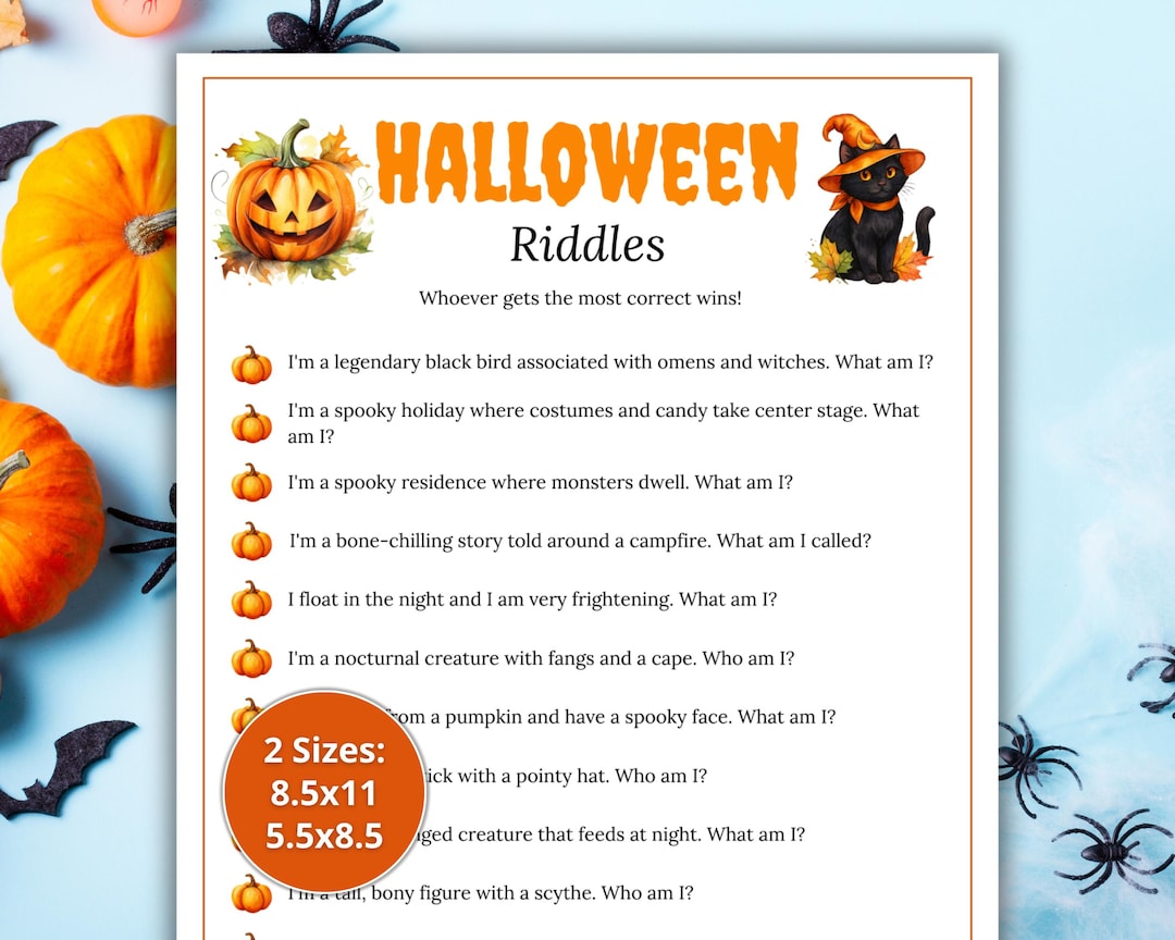Halloween Riddles, Halloween Riddle Me This, Halloween Party Game ...