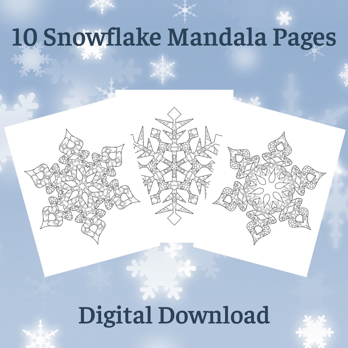 Snowflake Mandala Coloring Pages Adult Coloring Pages - Etsy