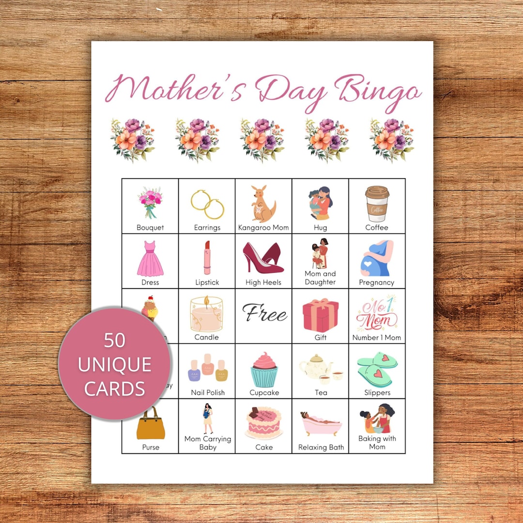 Mother's Day Bingo, Printable Mother's Day Bingo Game, 50 Mother's Day ...