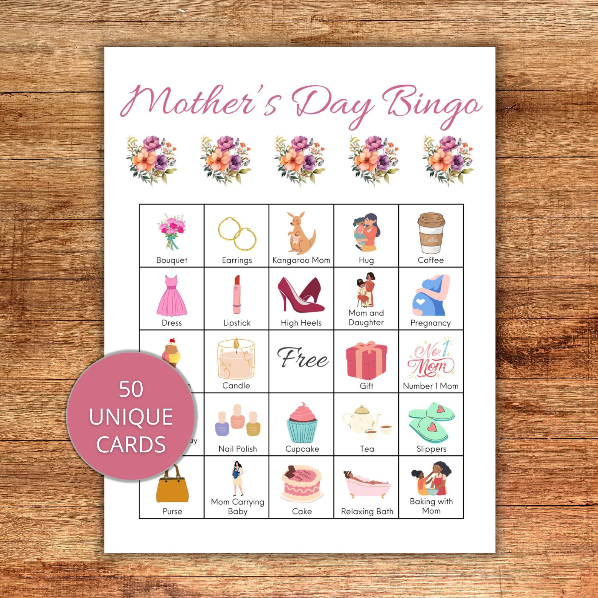 Mother's Day Bingo, Printable Mother's Day Bingo Game, 50 Mother's Day ...