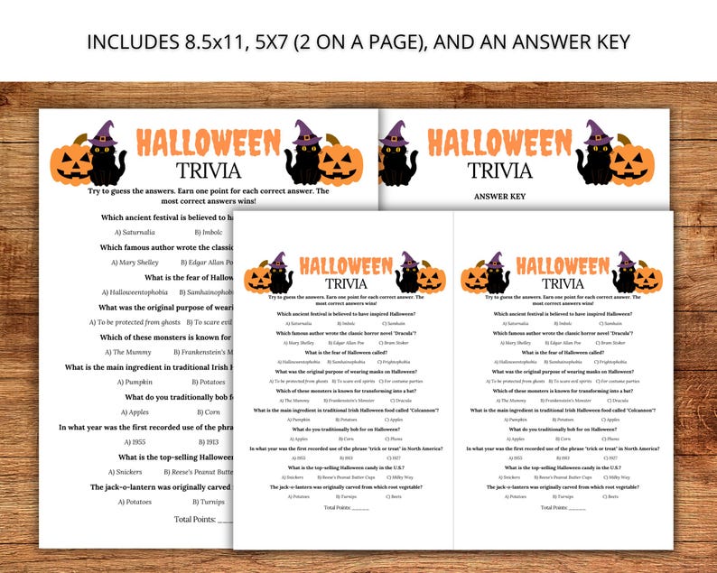 Halloween Trivia Game, Halloween Party Game, Halloween Group Game ...