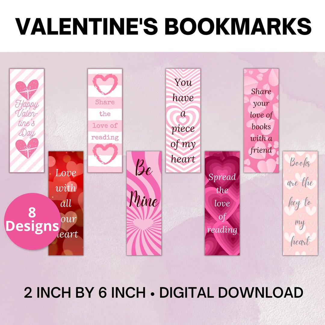 Set of 8 Valentine's Day Bookmarks - Etsy