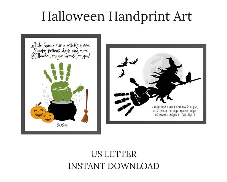 Halloween Handprint Art, Halloween Handprint Craft Bundle, Handprint ...