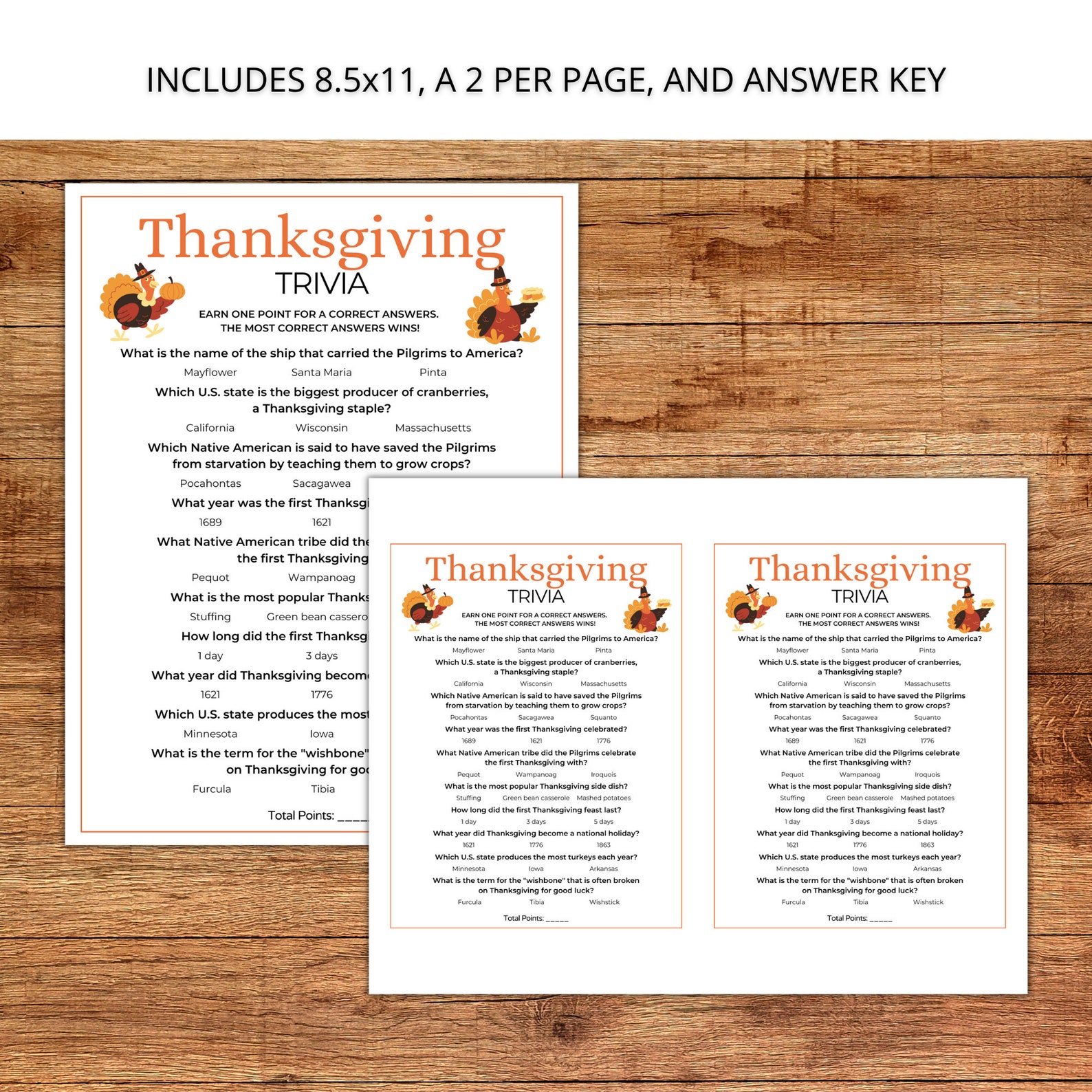 Thanksgiving Trivia Game, Thanksgiving Party Game, Thanksgiving ...