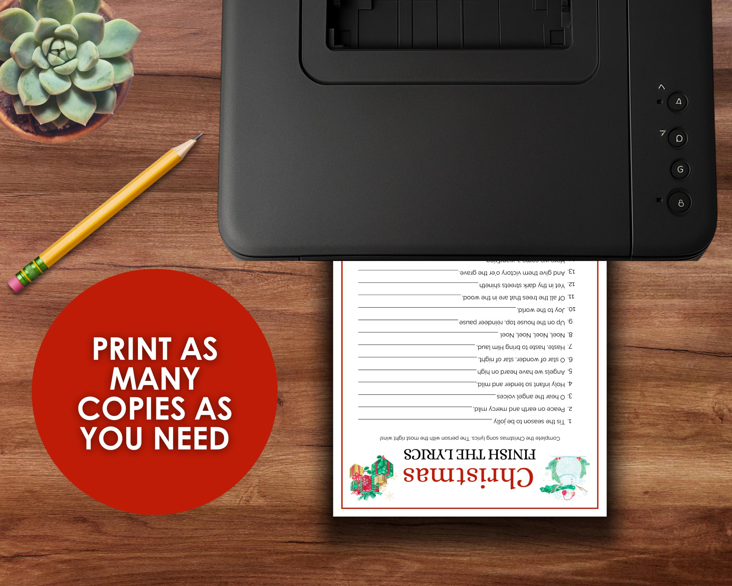 Christmas Finish the Lyrics, Christmas Party Game, Christmas Printable ...