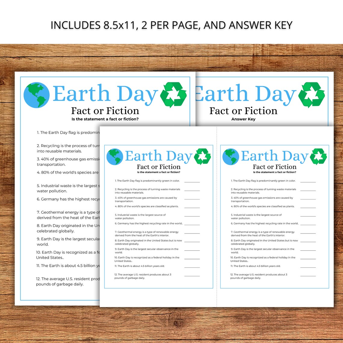 Earth Day Fact or Fiction Game, Earth Day Trivia Game, Earth Day ...