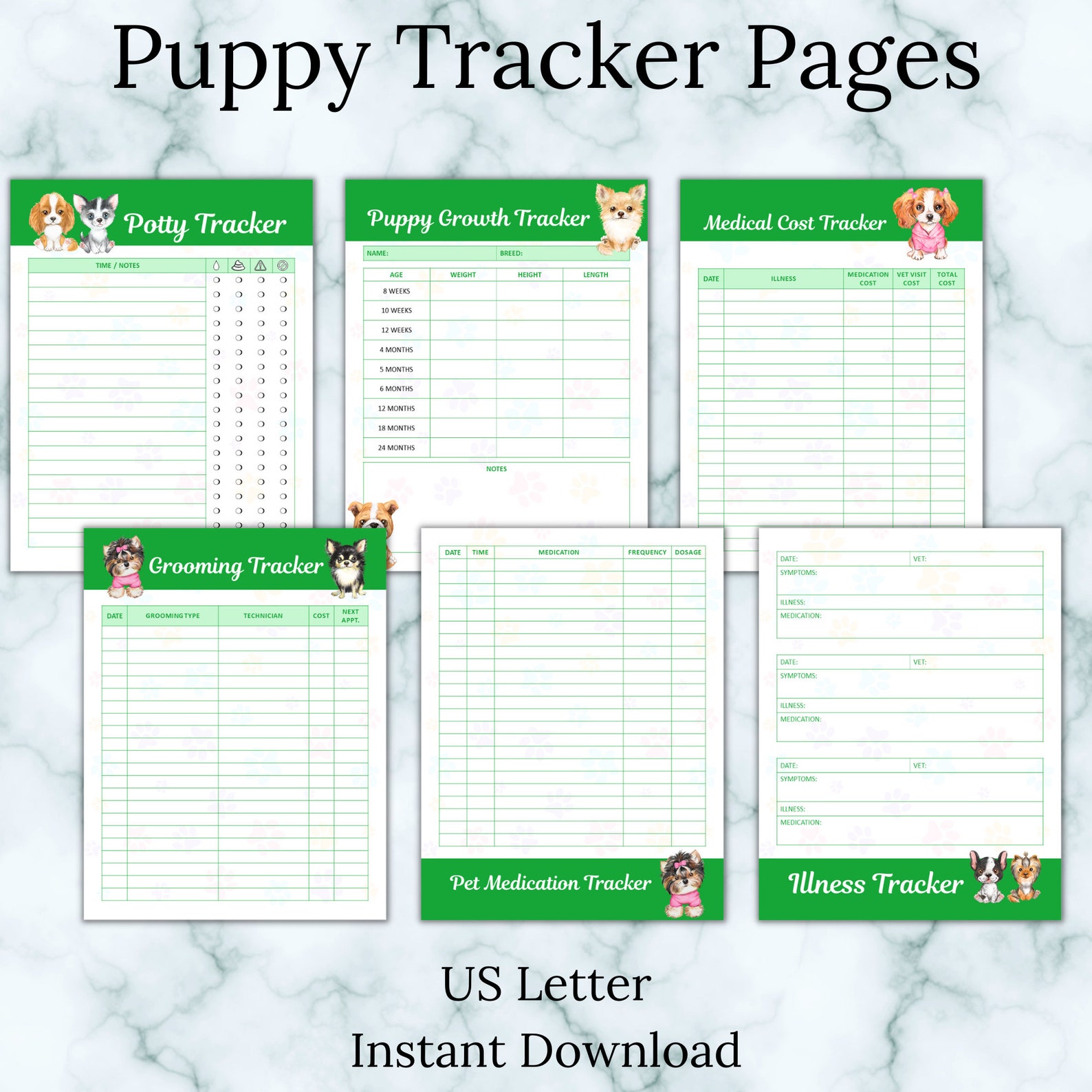 Puppy Training Planner, Dog Care Planner, Printable Puppy Planner, New ...