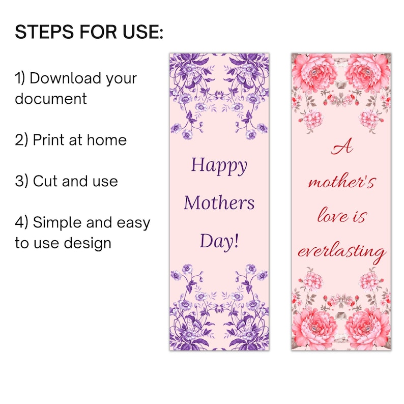 Set of 8 Mother's Day Bookmarks, Digital Bookmarks to Download - Etsy