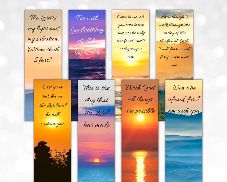 Set of 8 Bible Verse Bookmarks, Printable Bible Verse Bookmarks ...